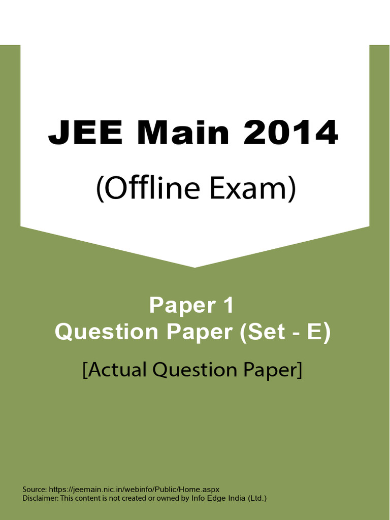 JEE MAINS PYQ 2014 Sete | PDF