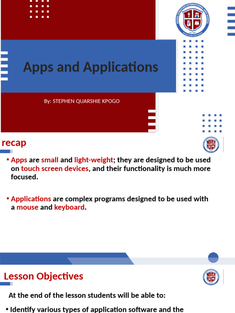 Apps and Application T1 - ICT Week 1 - Lesson 2 | PDF