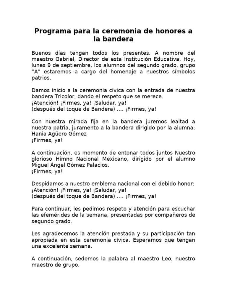 HONORES A LA BANDERA | PDF