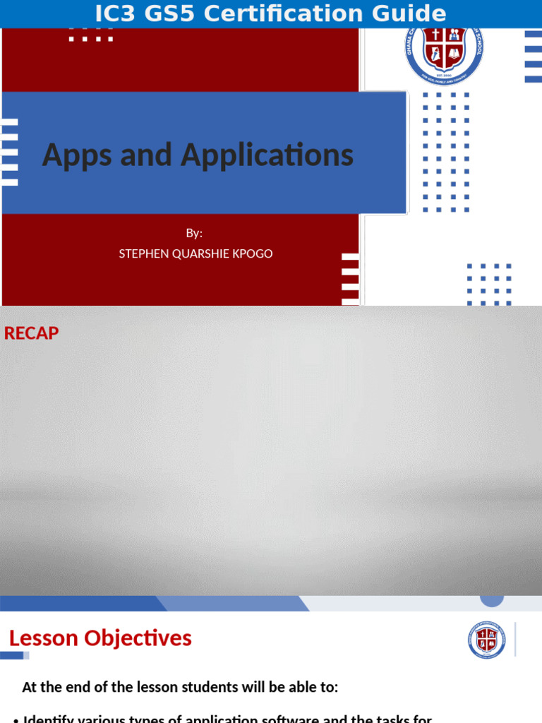 Apps and Application T1 - ICT Week 3 - Lesson 7 | PDF