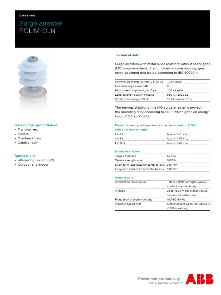 ABB Surge Arrester POLIM-C N - Data Sheet | PDF