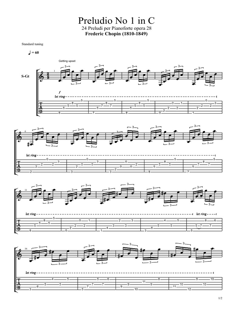 Preludio No 1 in C by Frederic Chopin | PDF