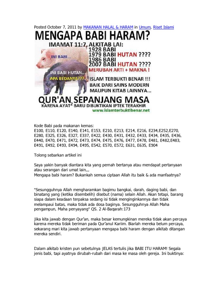 Mengapa Babi Haram | PDF | Agama & Spiritualitas
