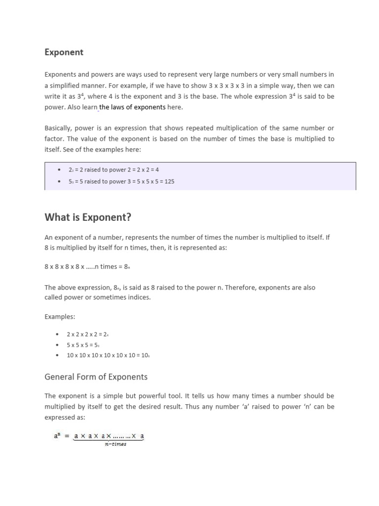 Exponent_Inaz_MathSheet | PDF