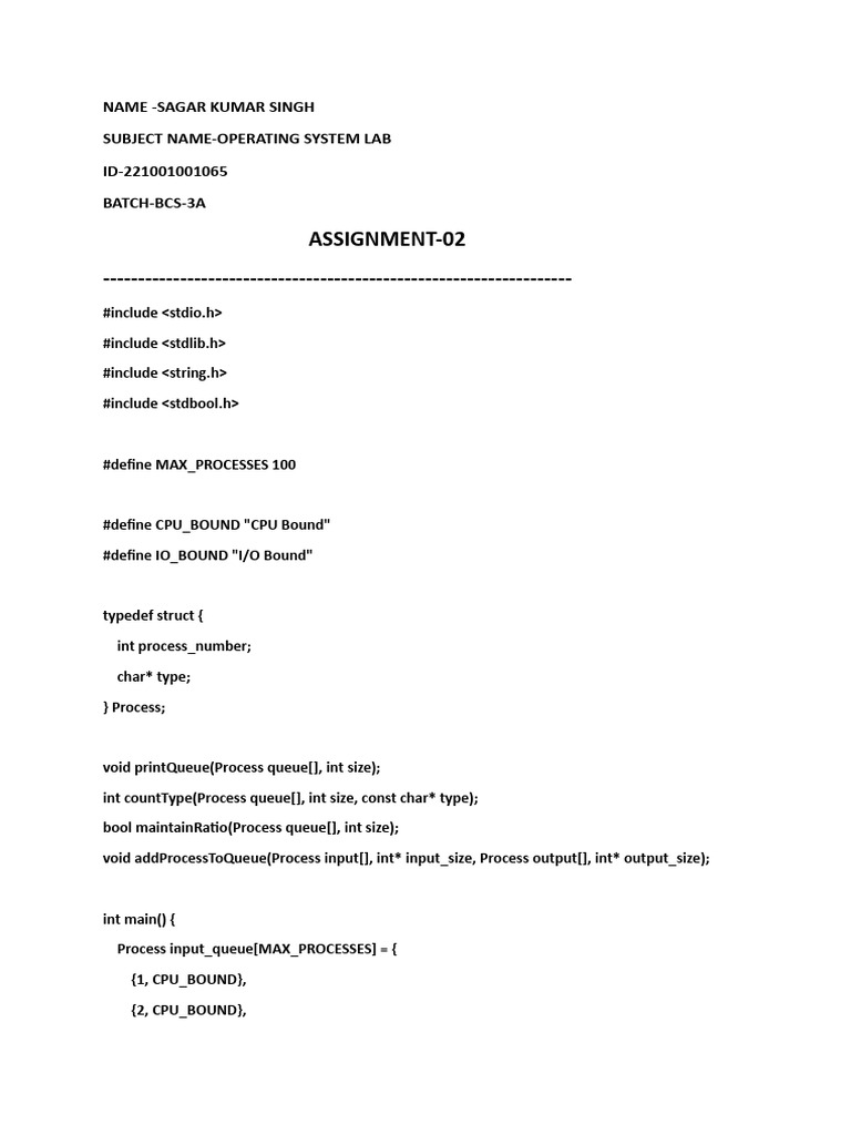 Sagar Kumar Singh ID 221001001065 BCS 3A | PDF