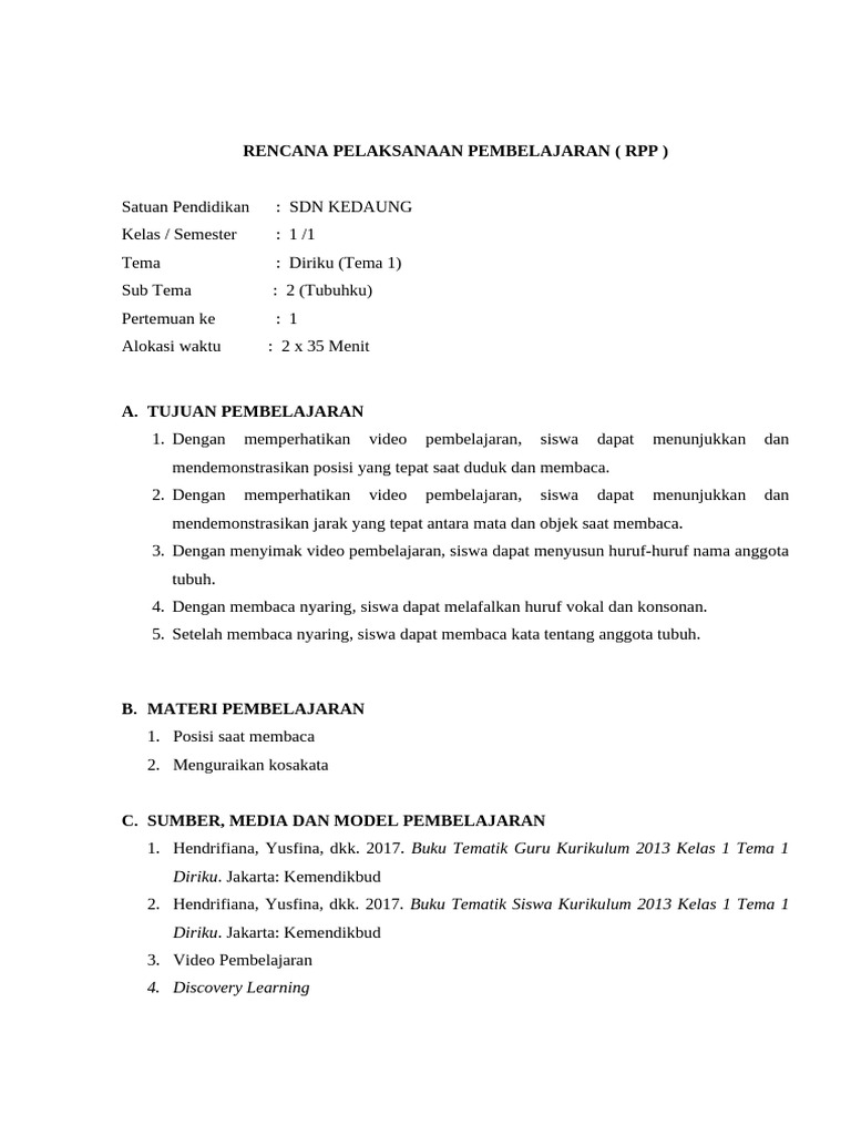 RPP Pertemuan Ke-1 | PDF