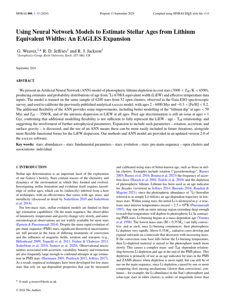 Using Neural Network Models To Estimate Stellar Ages From Lithium ...