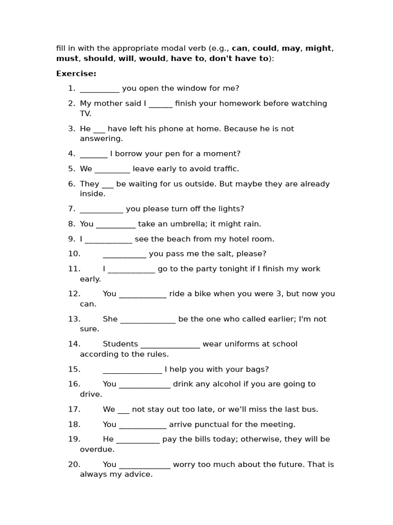 Question Modal Verbs | PDF