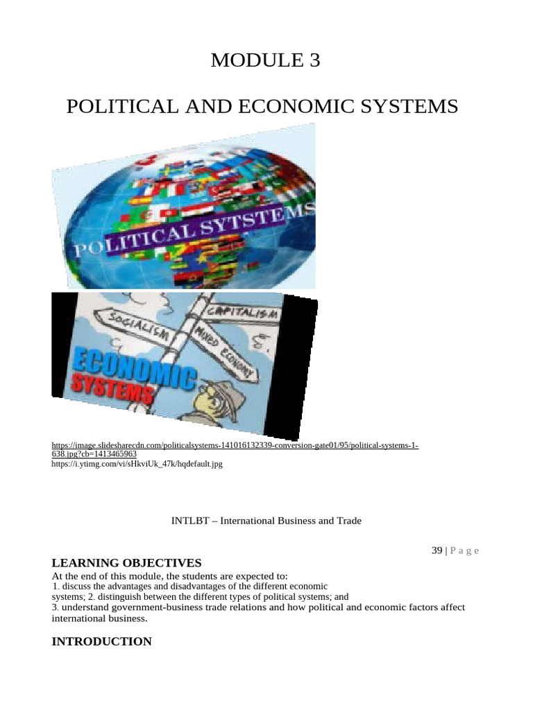 MODULE 3 - Political and Economic Systems | PDF