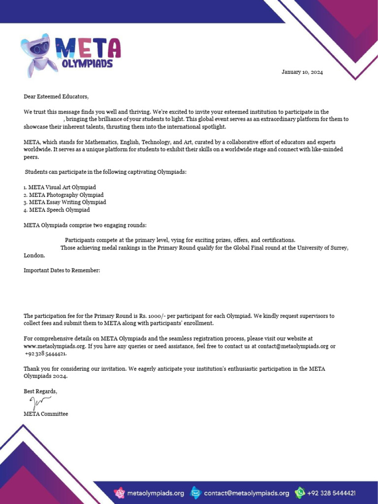 META OLYMPIADS EXCLUSIVE INVITATION | PDF