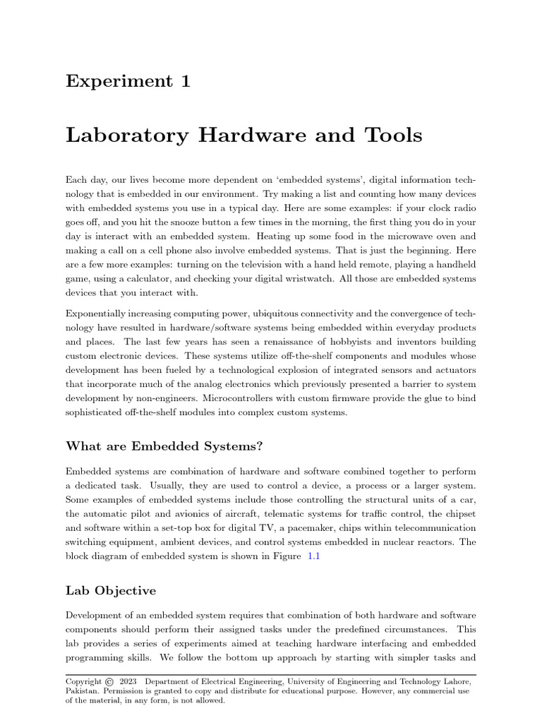 Experiment 1 Laboratory Hardware and Tools | PDF