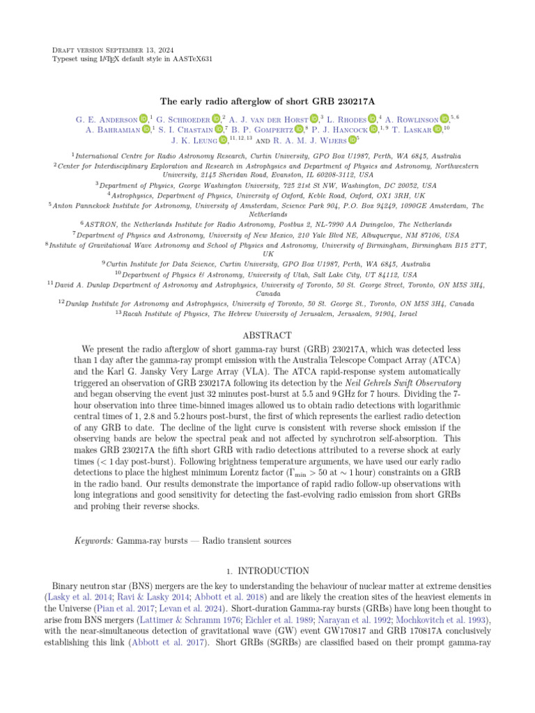 The Early Radio Afterglow of Short GRB 230217A | PDF