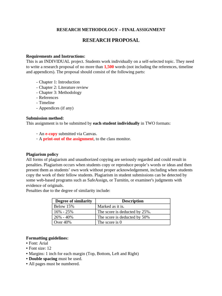 Assessment Brief - Research Proposal | PDF