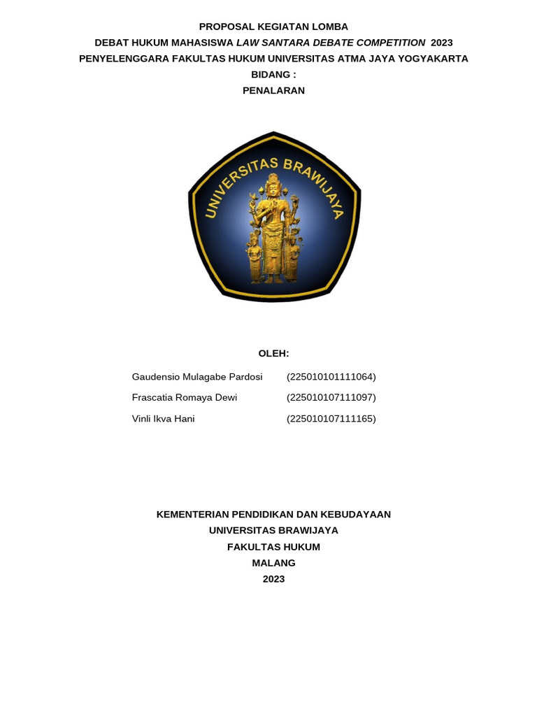 Proposal Kegiatan Lomba Debat PLC 2023 | PDF