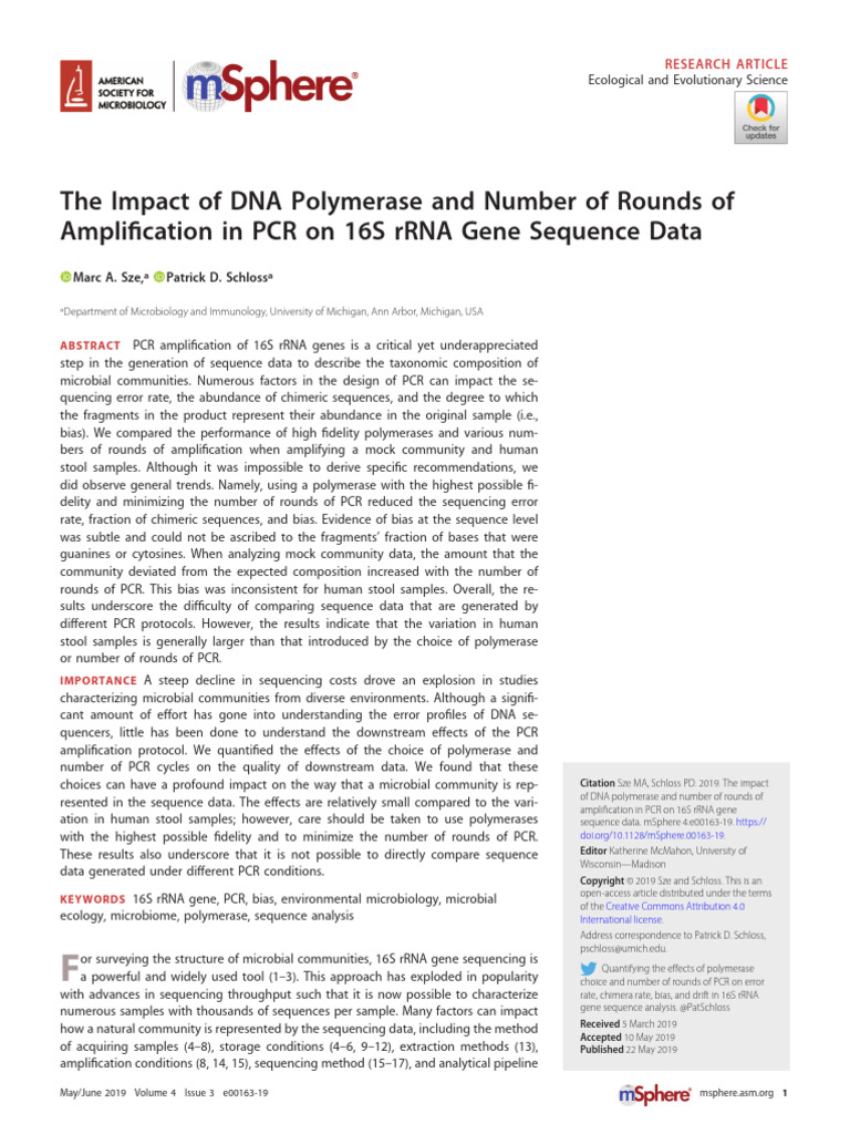 评估DNA酶和PCR循环数的影响2019 - The Impact of DNA Polymerase and Number of ...