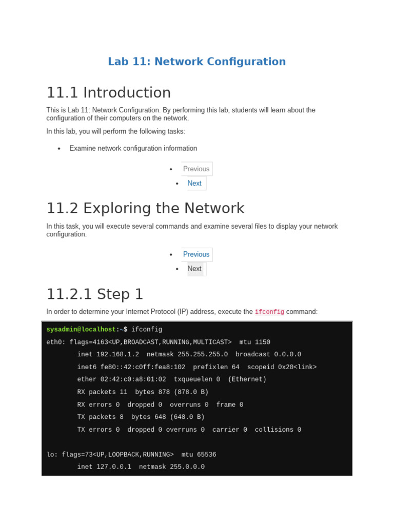Lab 11 - Network Configuration | PDF