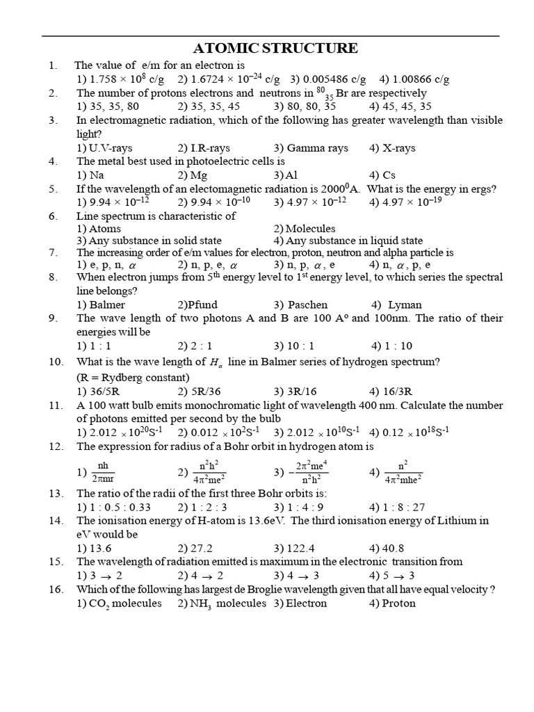 1.atomic Structure 04-09-2024 | PDF