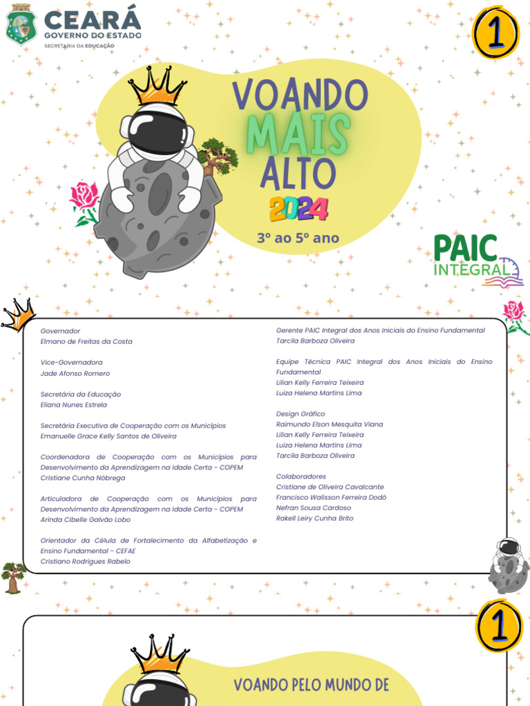 Caderno Voando Mais Alto 3o o 5o Ano 2024 Modulo I | PDF