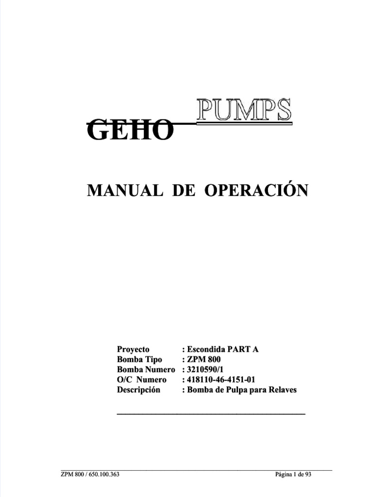 PDF Manual Geho zpm800 | PDF