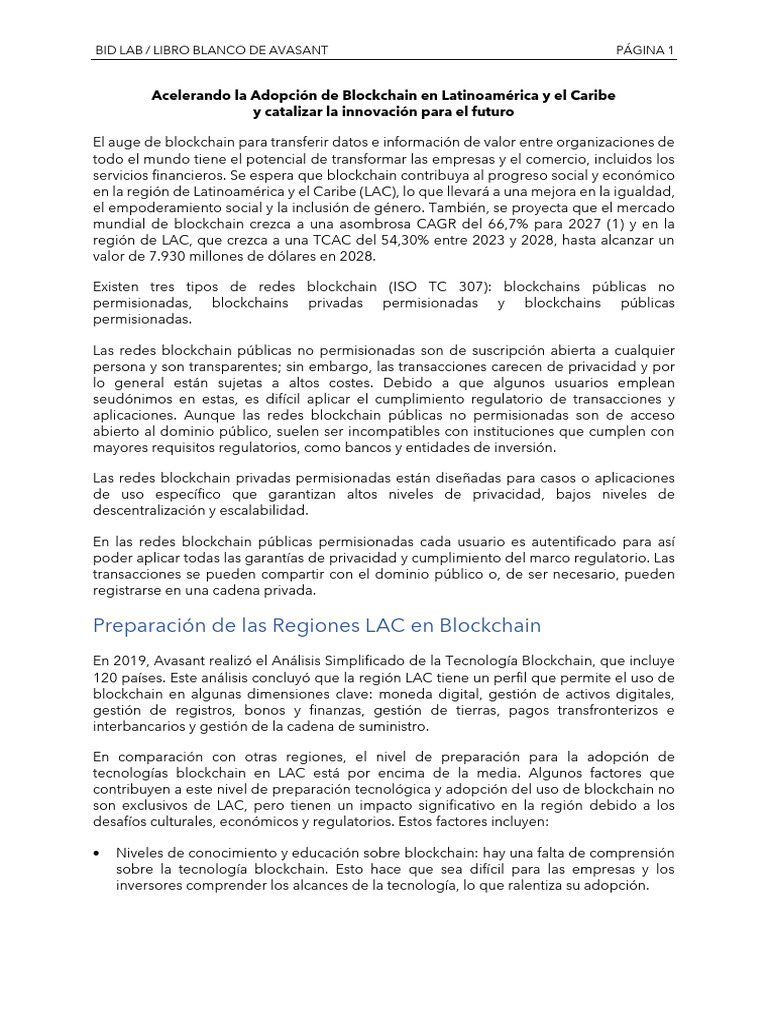 Acelerando La Adopción de Blockchain en LAC - AVASANT | PDF | Empresa de inicio | Pequeñas ...