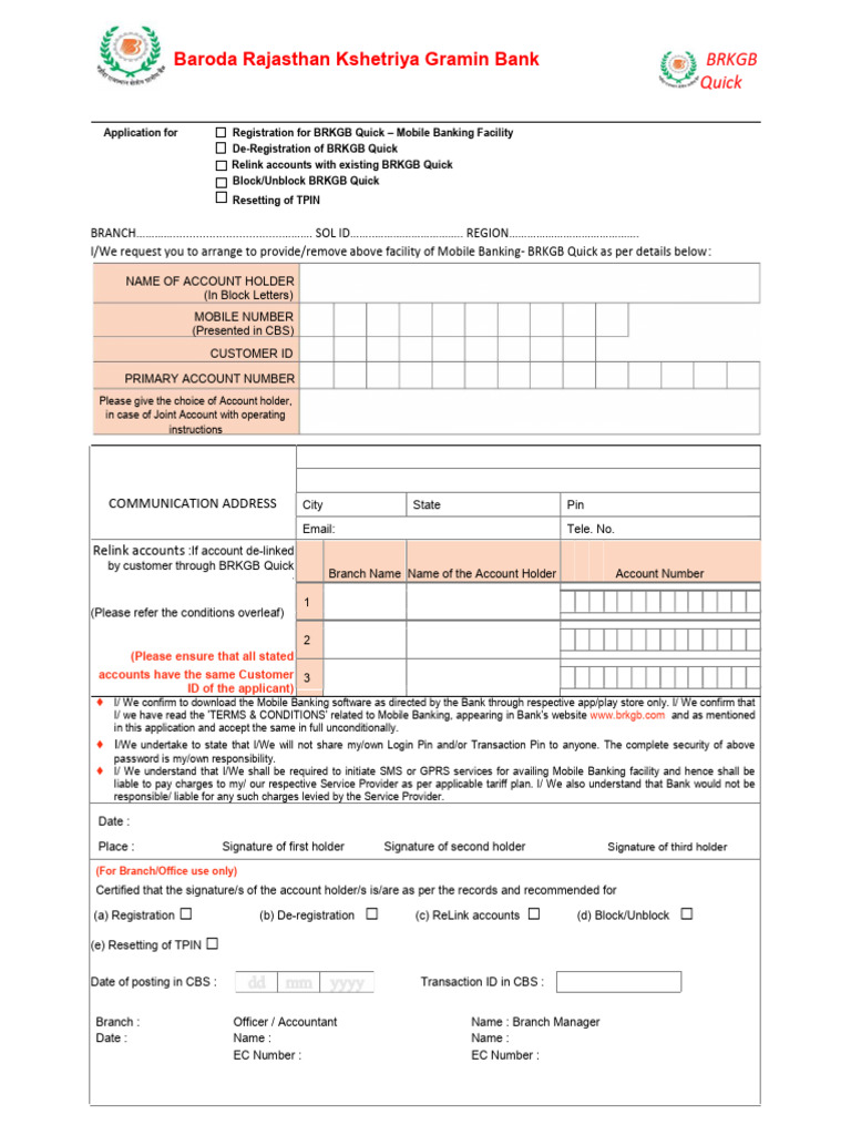BRKGB Quick Application Form | PDF