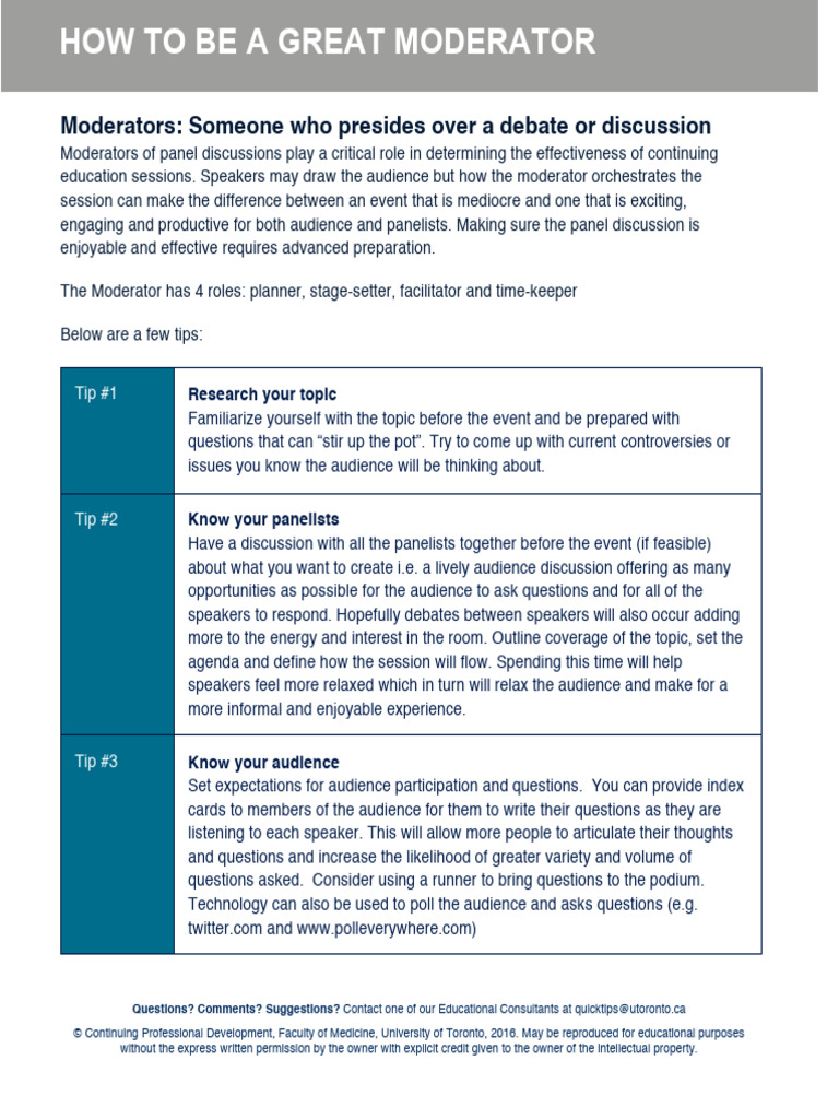 How To Be A Great Moderator | PDF