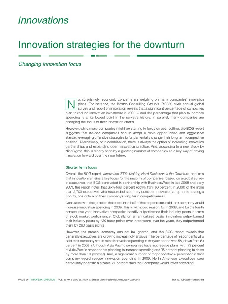 Innovation Strategies for Economic Downturns: Focusing Inwardly Through ...