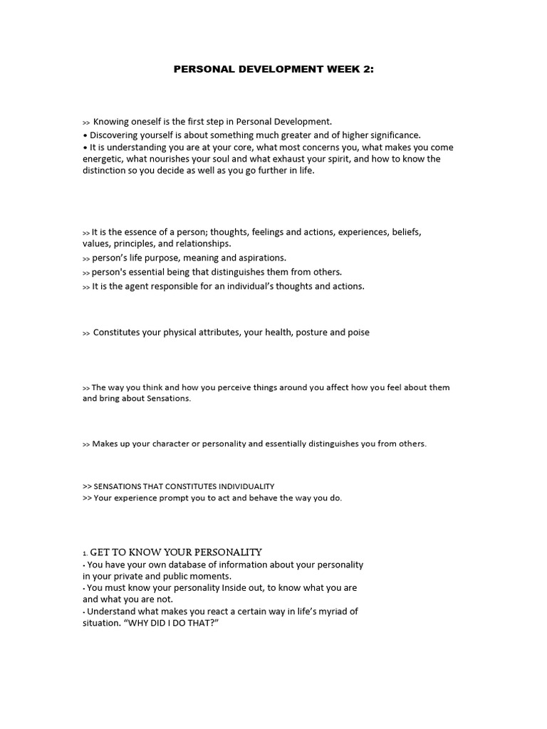 Personal Development Week 2 | PDF