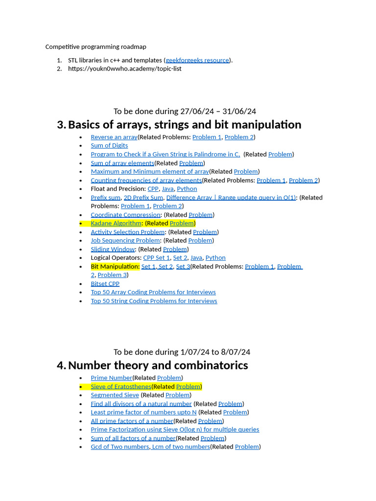 Competitive programming roadmap | PDF Competitive programming roadmap | PDF