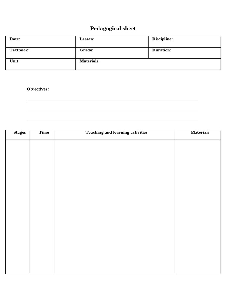 Pedagogical Sheet | PDF