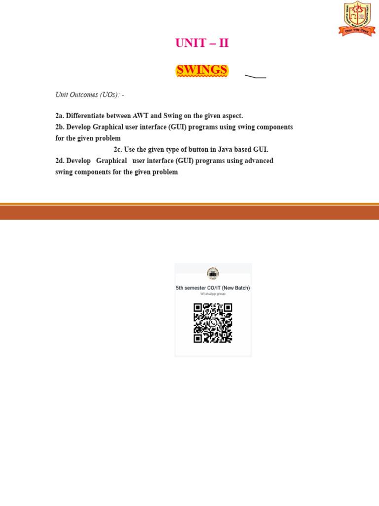 Unit II Swings | PDF