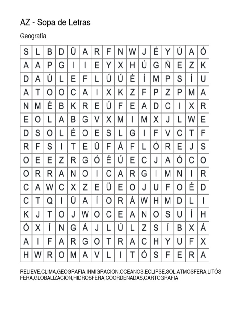 Sopa de Letras Geografía | PDF