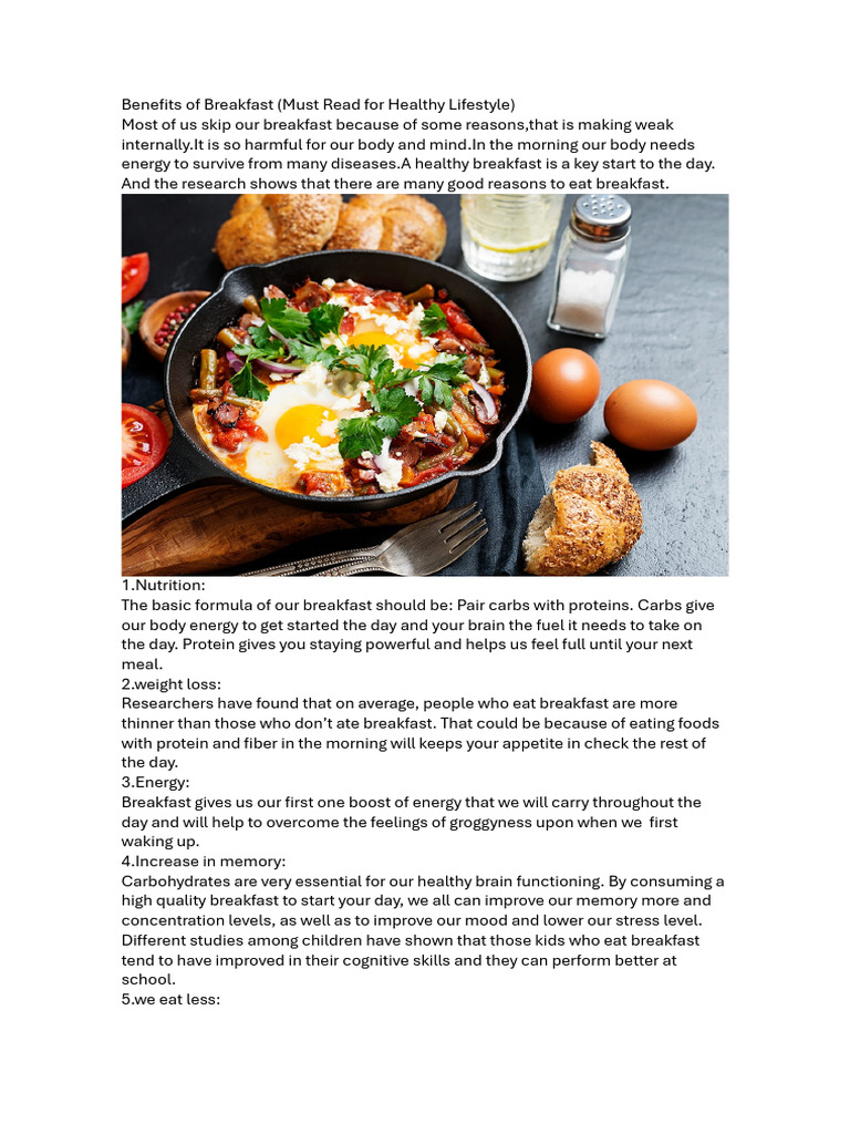 Benefits of Breakfast | PDF | Diabetes | Fat