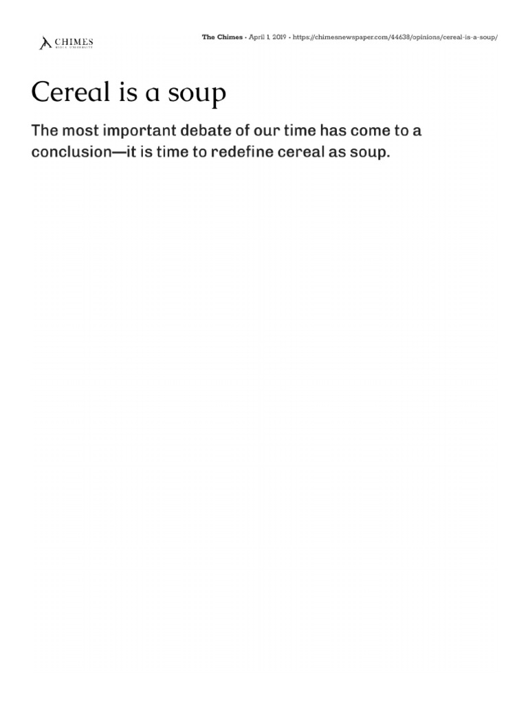 Cereal Is A Soup | PDF