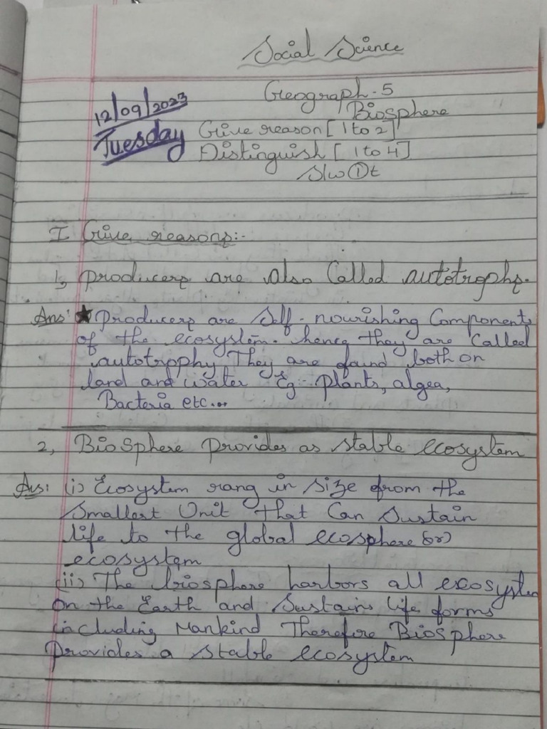 Geography 5 Give Reason, Distinguish | PDF