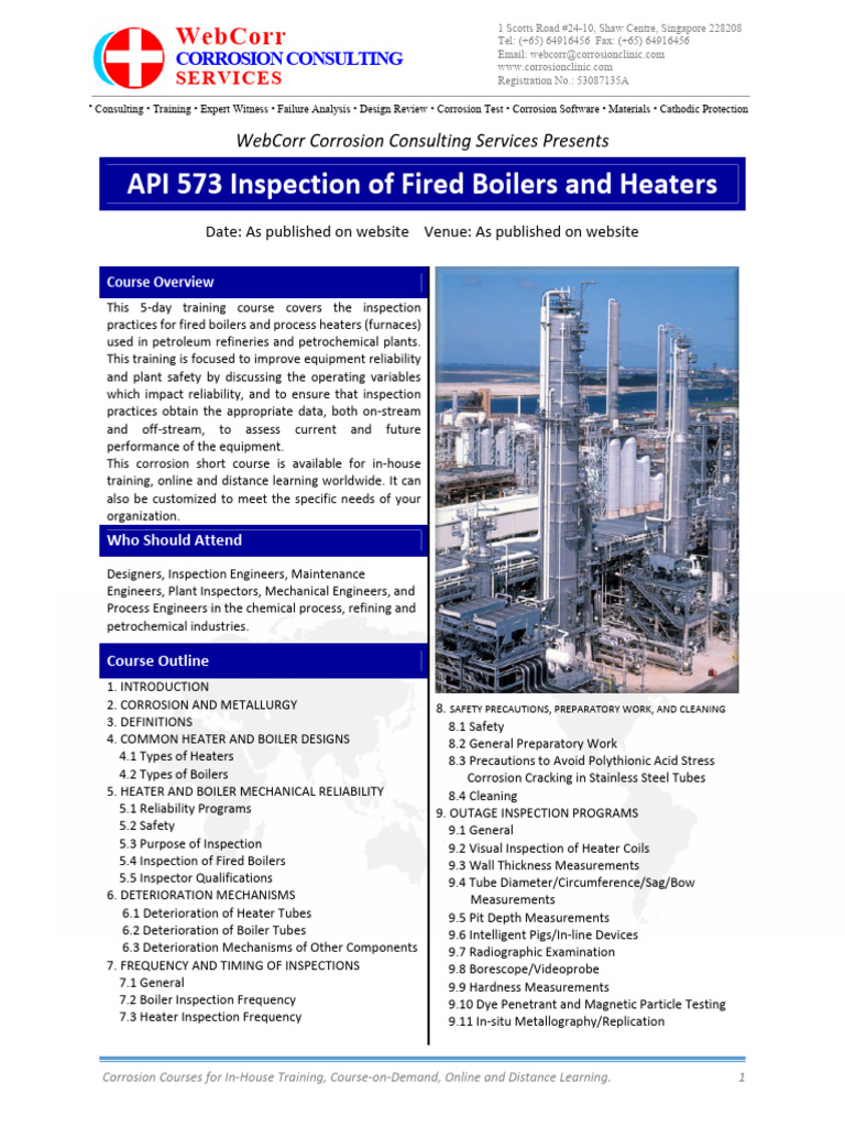 API 573 Inspection of Fired Boilers and Heaters | PDF