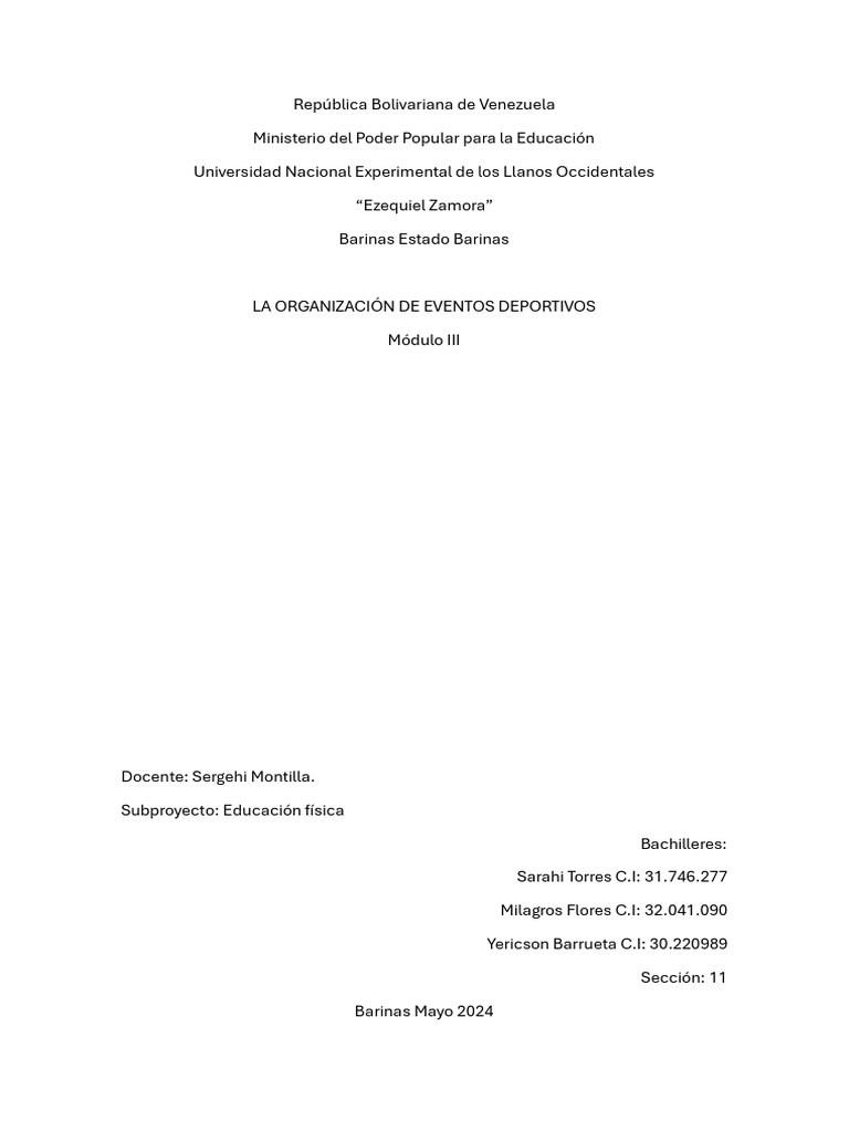 Organización de Eventos Deportivos | PDF