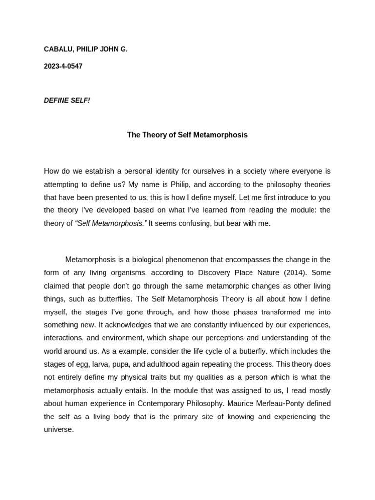 The Theory of Self Metamorphosis. | PDF