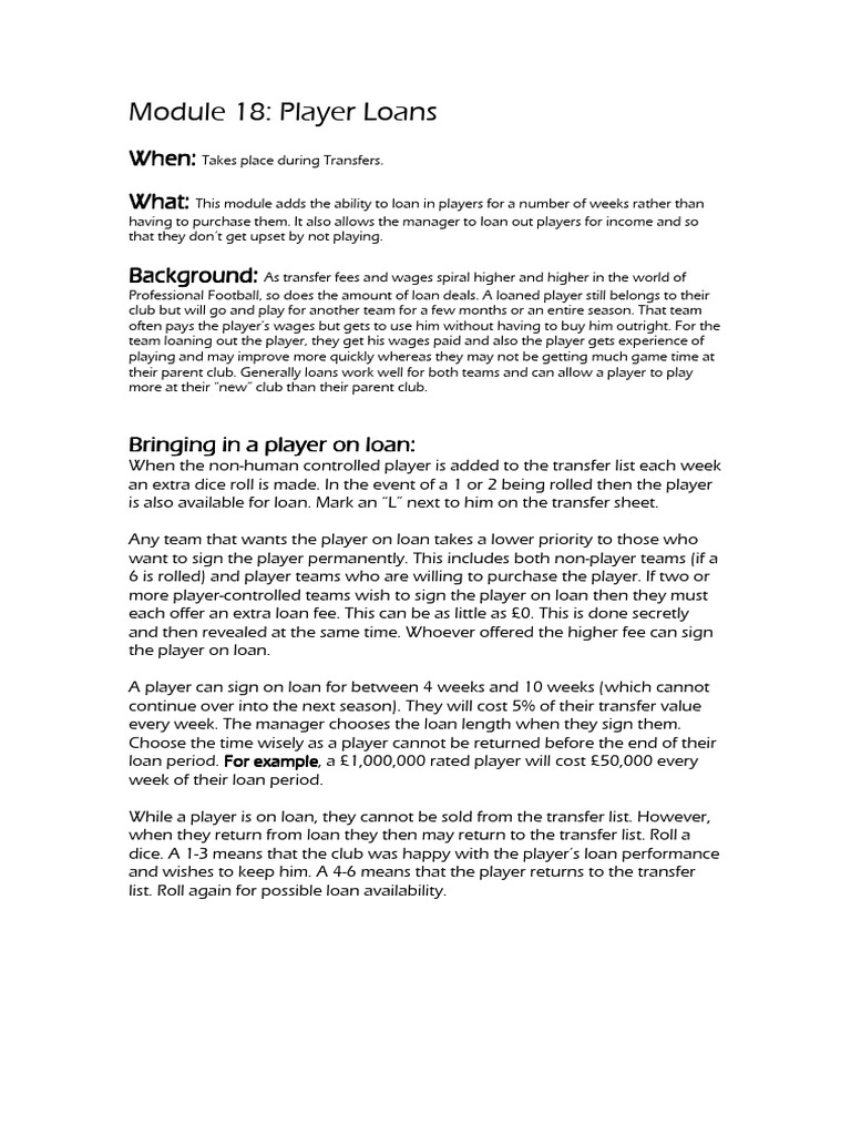 Footy Manager Module 18 | PDF