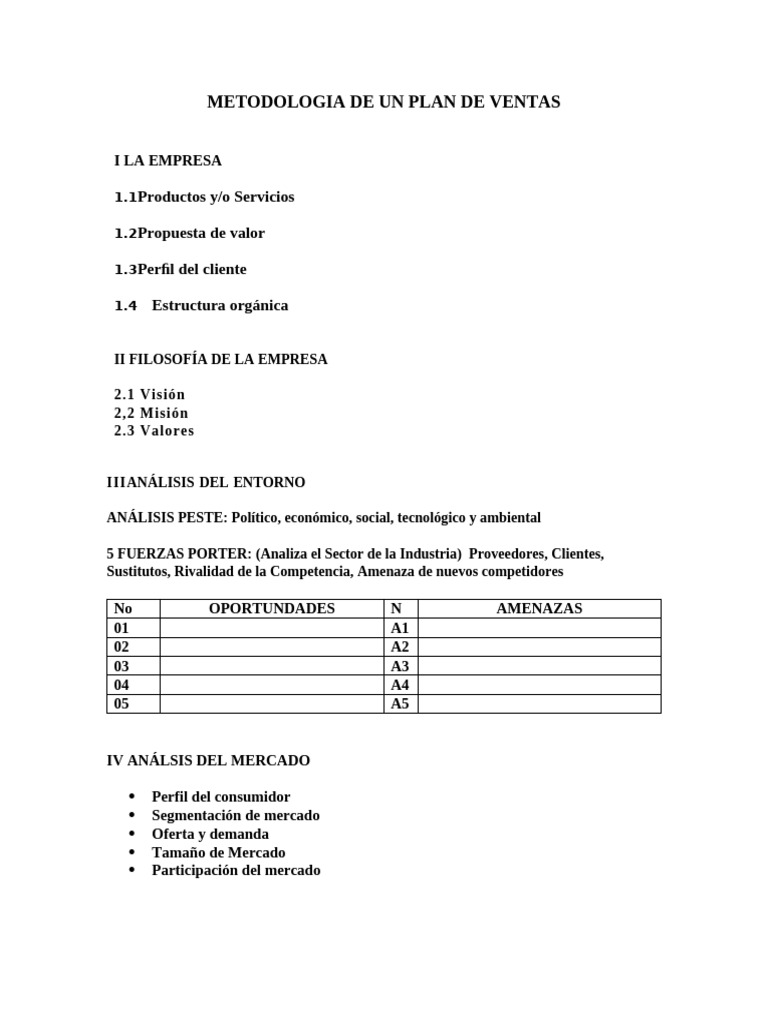 Plan de Ventas | PDF | Análisis FODA | Jerga corporativa