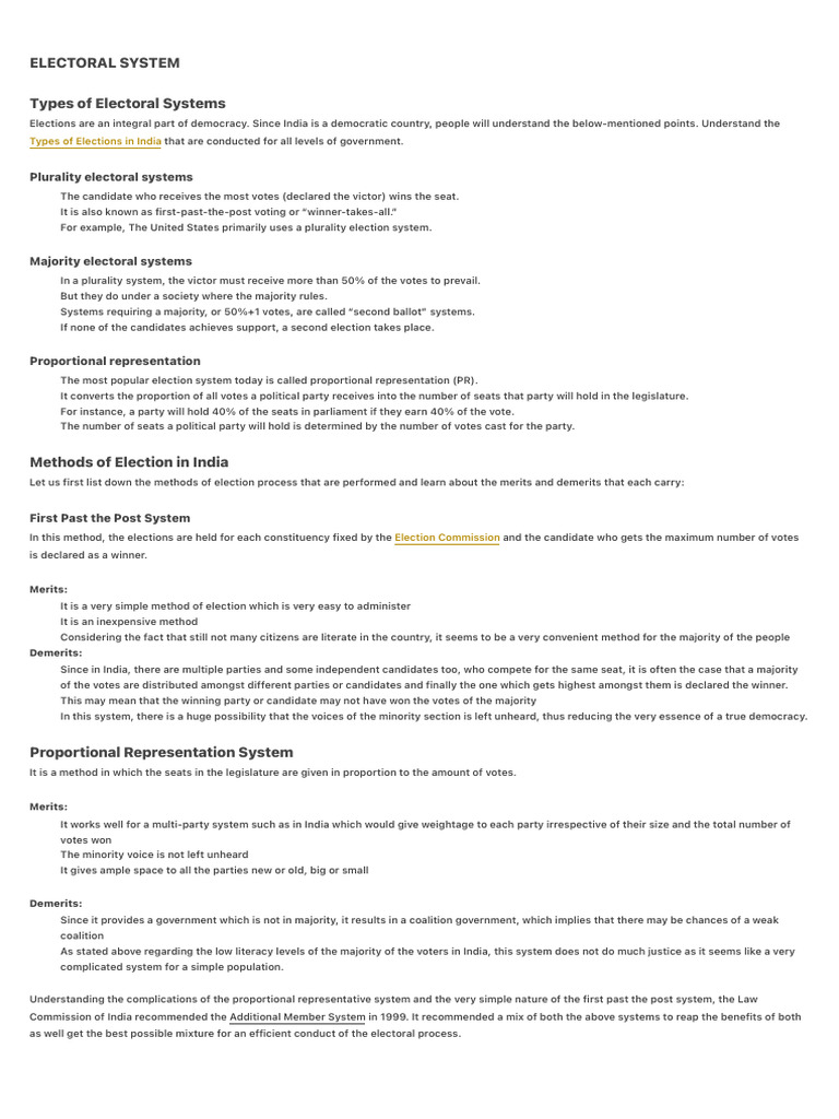 Electoral System | PDF