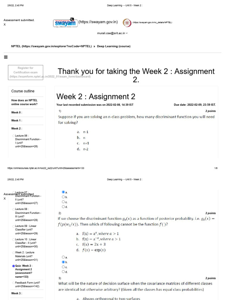 Deep Learning Week 2 Answers | PDF