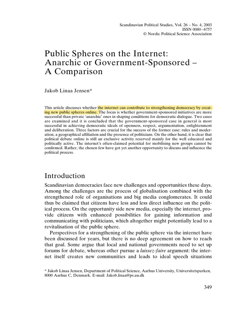 2003 - Public Spheres on the Internet - Jensen | PDF