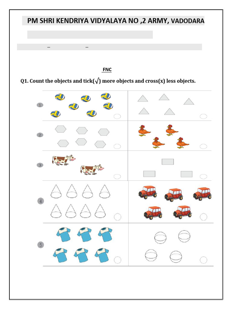 Class 1 Maths Cycle 3 | PDF