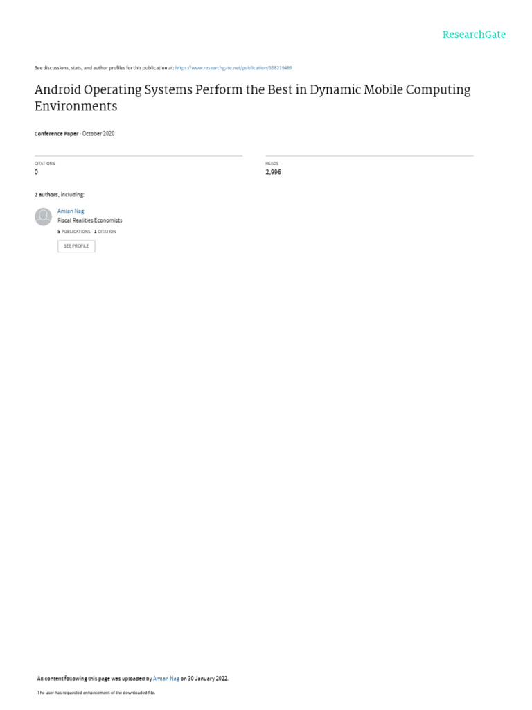 Android Operating Systems Perform The Best in Dynamic Mobile Computing Environments | PDF ...