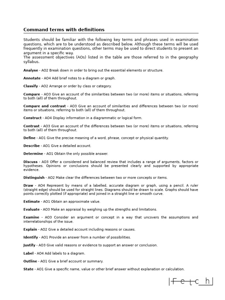 Command Terms With Definitions | PDF