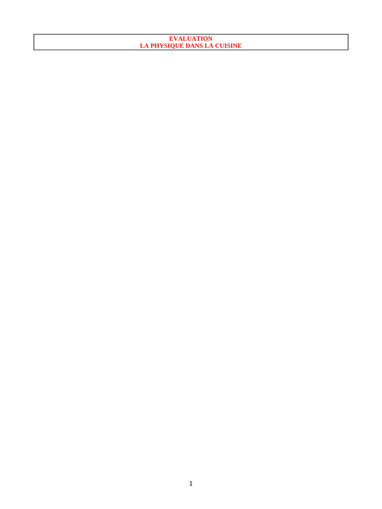 Eval Physique Cuisine | PDF