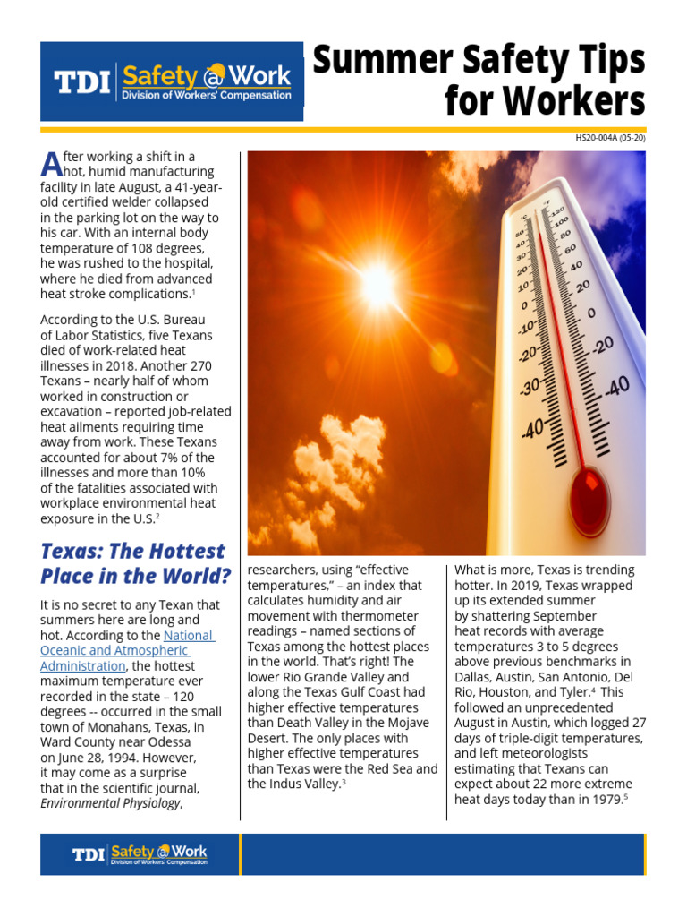 Summer Safety Tips For Workers | PDF | Occupational Safety And Health ...