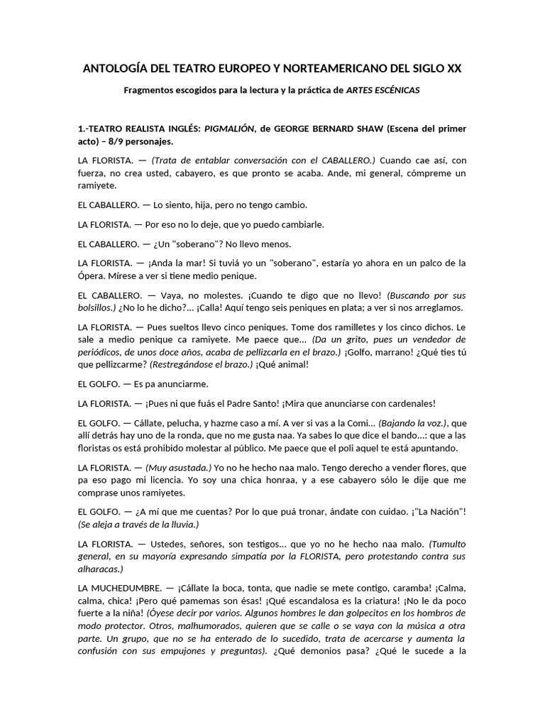 Antología Del Teatro Europeo y Norteamericano Del Siglo XX | PDF