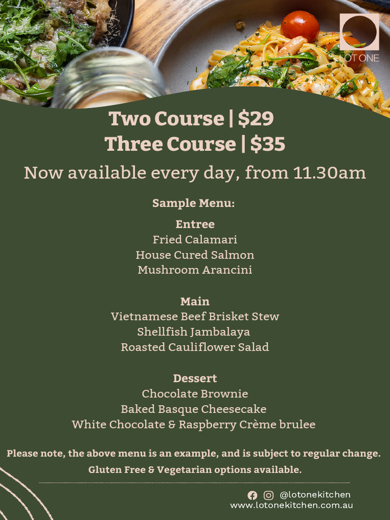 Lunch Set Menu Sample Menu | PDF